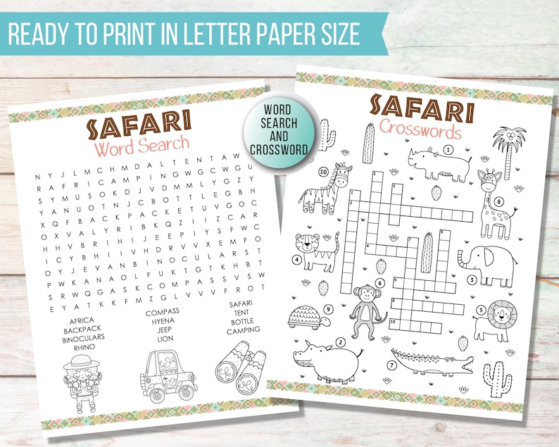 Safari Animals Party Games Kids African Animals Kids Activity - Etsy