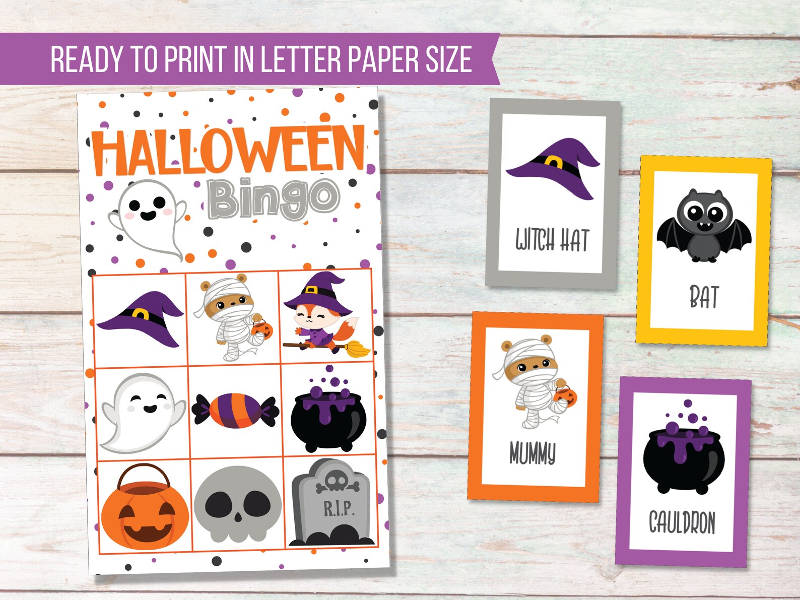 Printable Halloween Bingo Game for Kids Halloween Party Game | Etsy