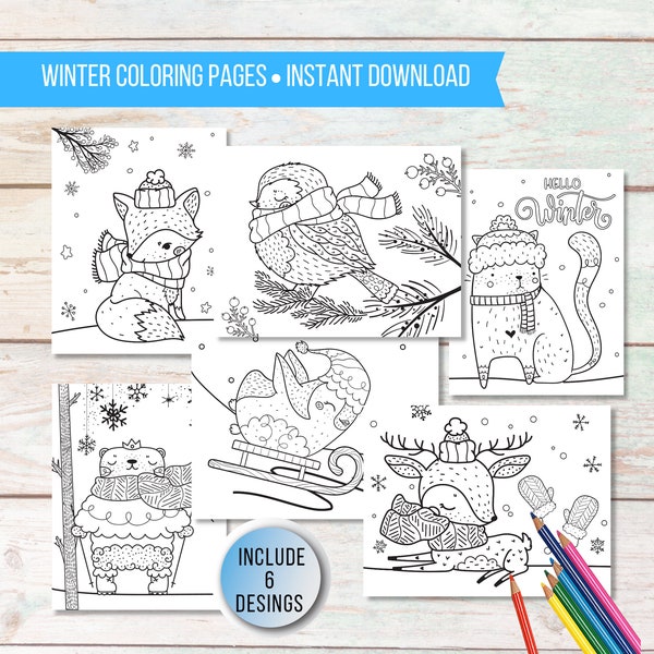 Winter Coloring Page - Etsy Australia