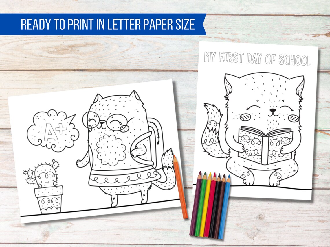 Back to School Coloring Pages Kids First Day of School - Etsy