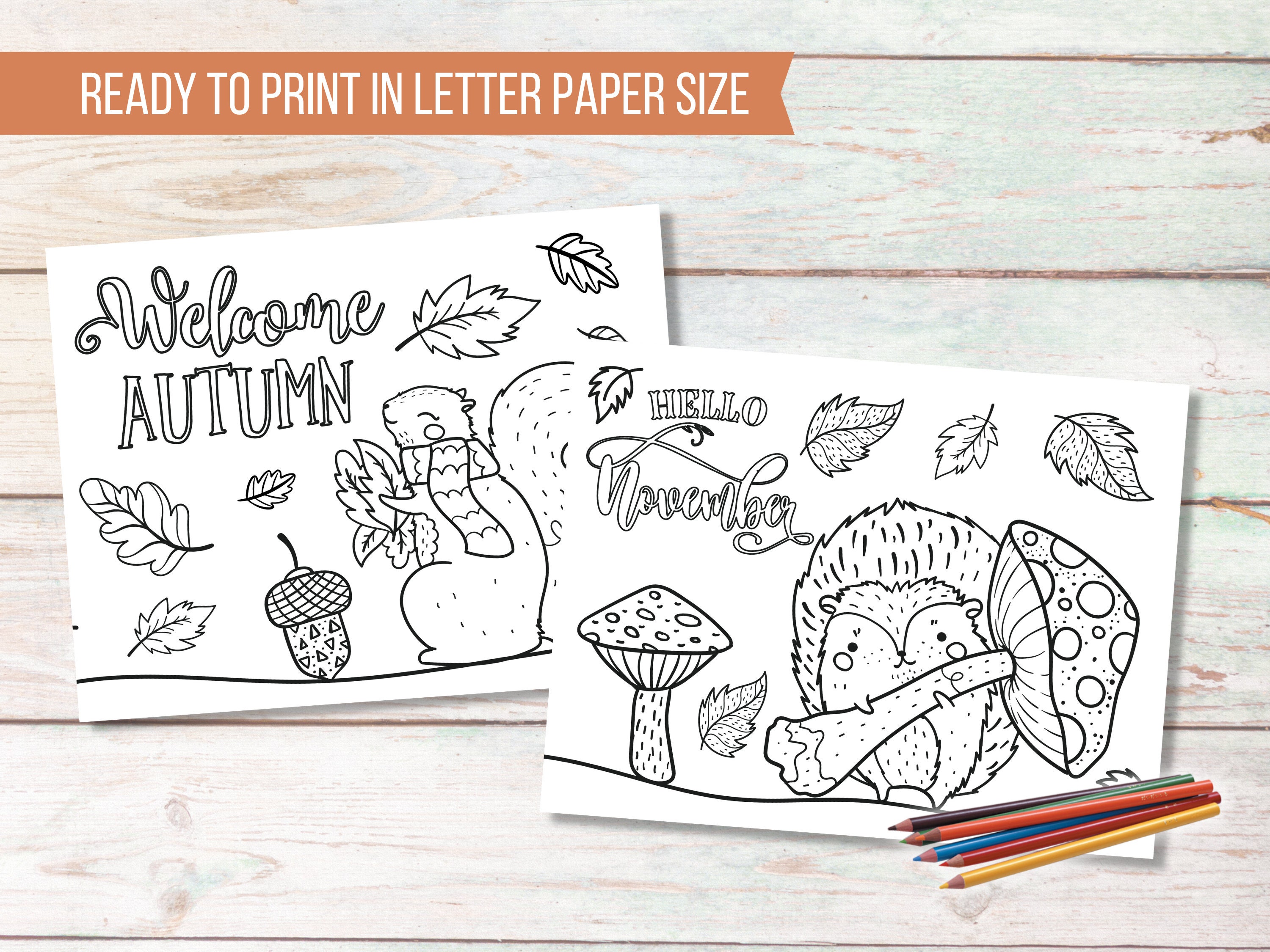 Autumn Coloring Pages for Kids Printable Fall Classroom - Etsy