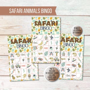 Safari Bingo Printable Game | Safari Animals Party Game | Jungle School ...