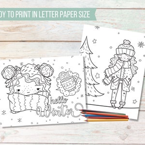Winter Girls Kids Coloring Pages, Printable Winter Kids Coloring Sheets ...