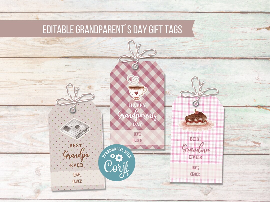 Grandparents Day Editable Gift Tags, Best Grandpa Ever Favor Tags ...