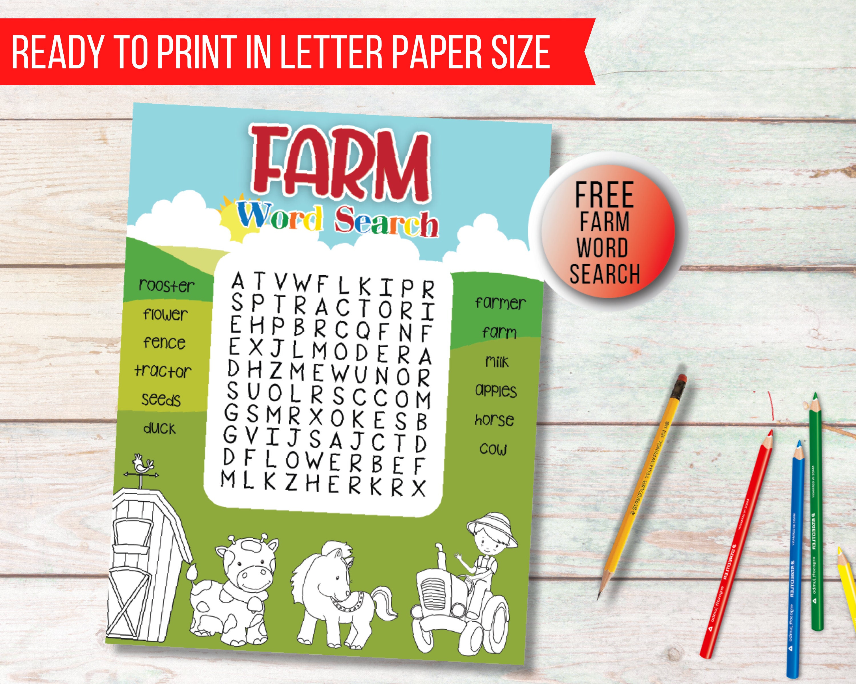Farm Theme Memory Card Game, Farm Memory and Matching Game, Printable ...