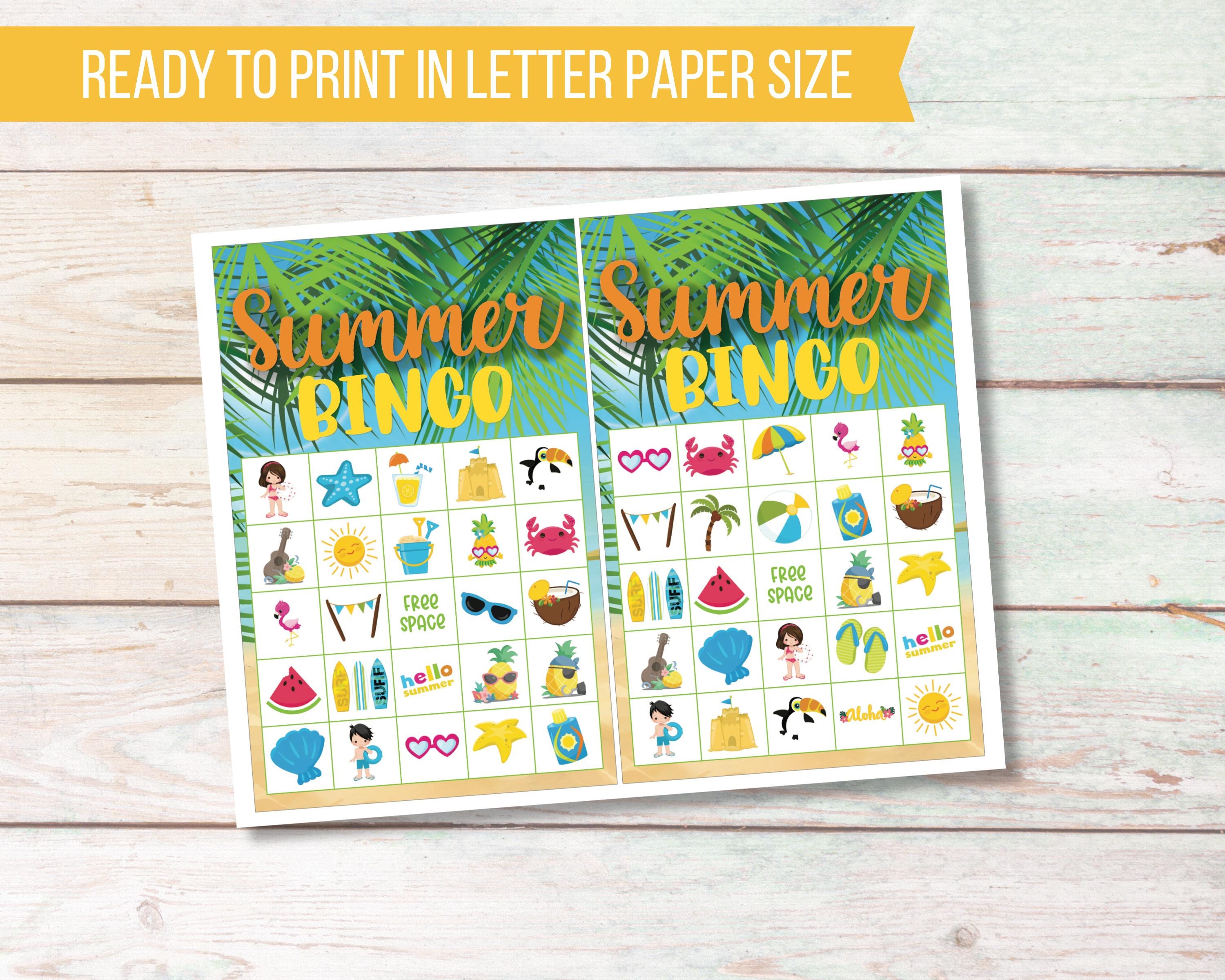 Summer Bingo Game Instant Download | Printable Activity for Summer ...