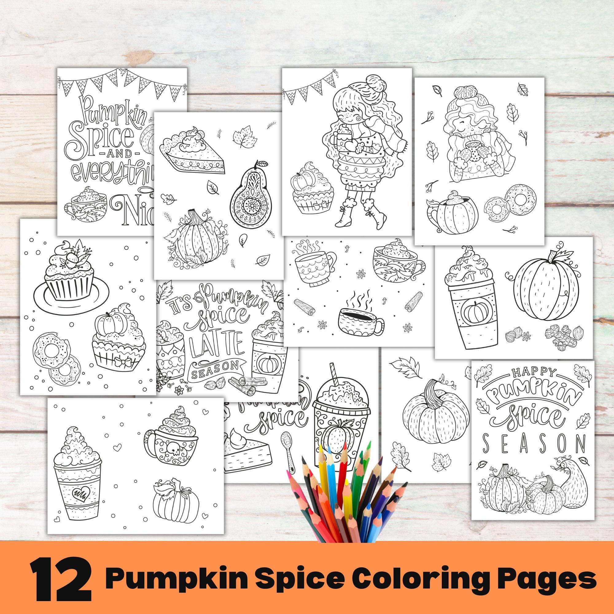 Printable Autumn Kids Coloring Sheets, Pumpkin Spice Season, Kids ...