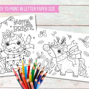 Christmas Coloring Pages, Printable Holiday Unicorns Coloring Pdf ...