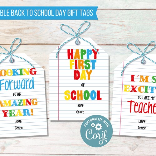 Back to School First Day of School Digital Cookie Tag - Etsy