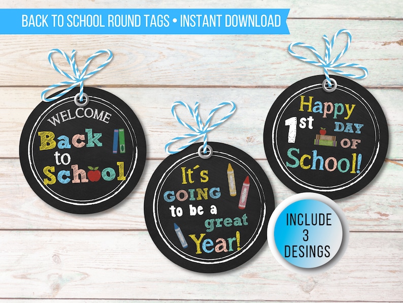 Back to School Gift Tag Printable Happy First Day of School | Etsy