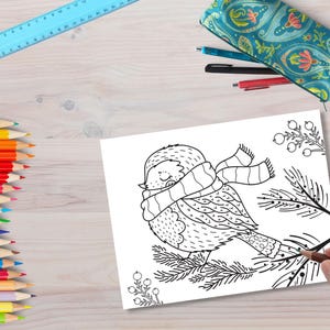 Winter Woodland Animal Coloring Page, Printable Winter Forest Animals ...