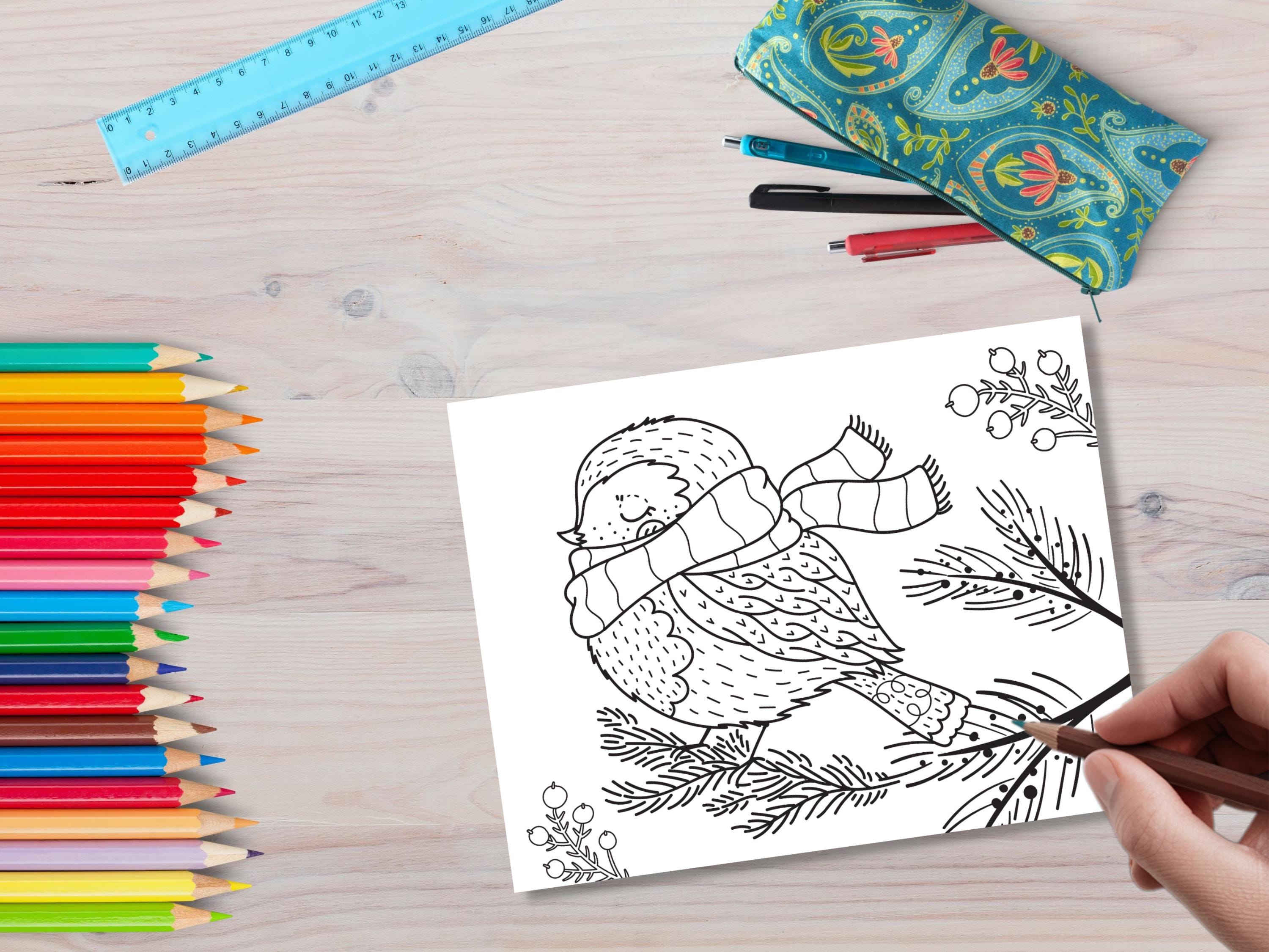 Winter Woodland Animal Coloring Page, Printable Winter Forest Animals ...