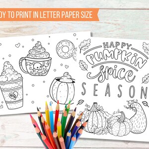 Printable Autumn Kids Coloring Sheets, Pumpkin Spice Season, Kids ...