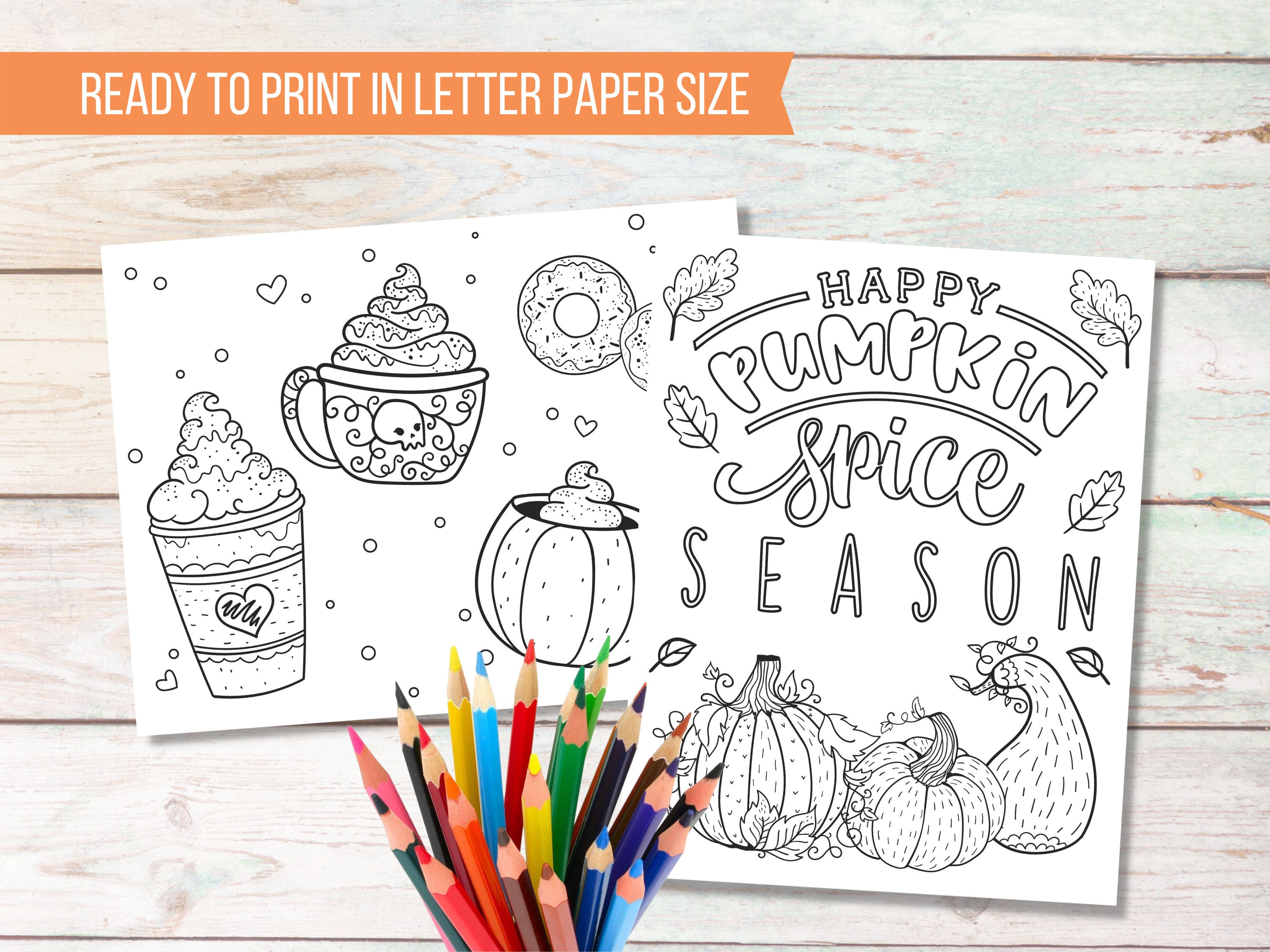 Printable Autumn Kids Coloring Sheets Pumpkin Spice Season - Etsy