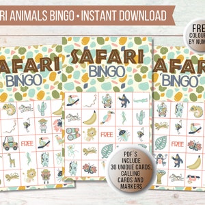 Safari Bingo Printable Game Safari Animals Party Game Jungle School ...