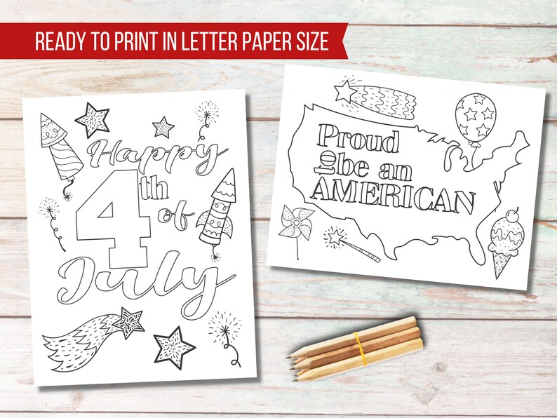 4th of July Kids Coloring Pages Independence Day Party Games | Etsy