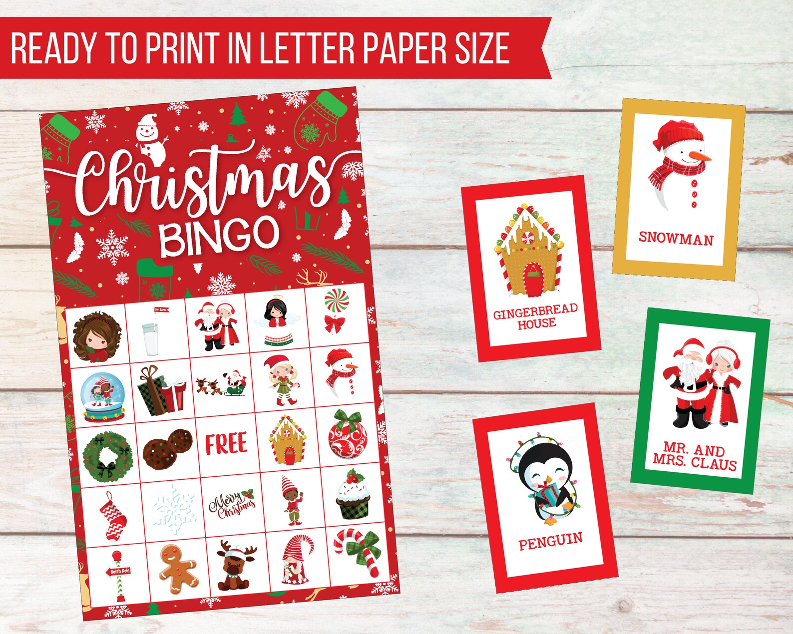 Christmas Bingo Printable Game Christmas Party Game Xmas - Etsy
