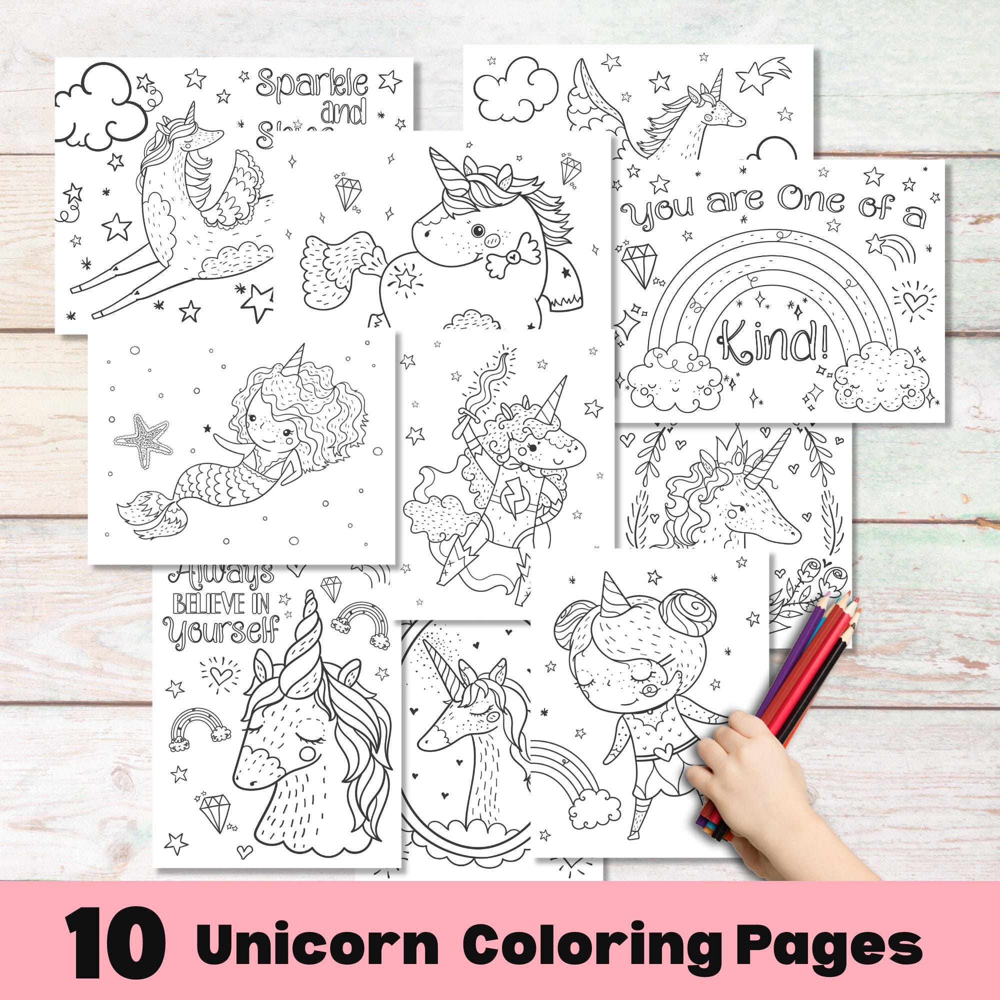Printable Unicorn Coloring Pages for Kids, Unicorn Lover Birthday Party ...