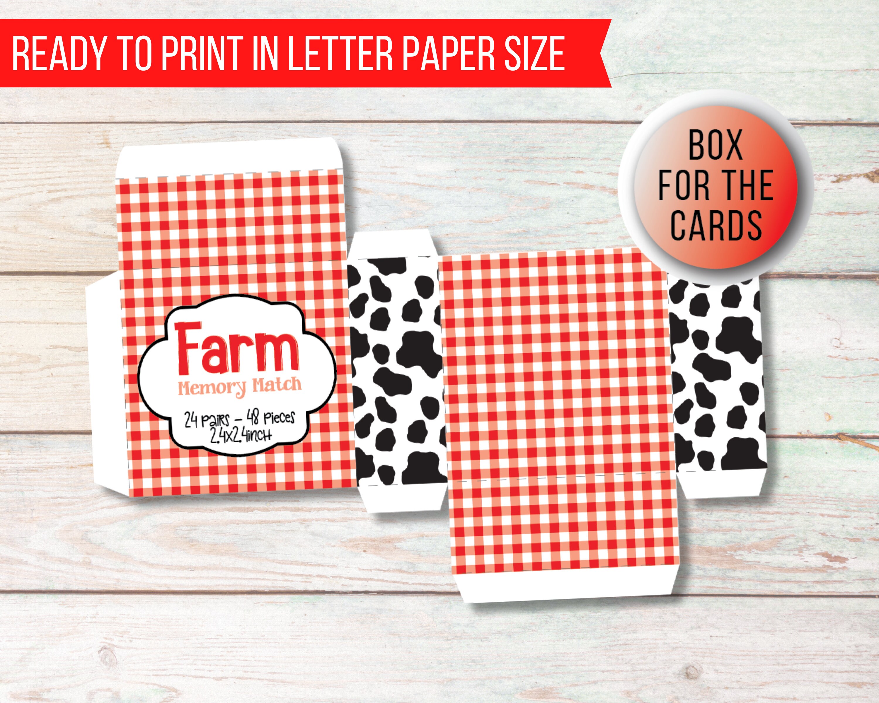 Farm Theme Memory Card Game, Farm Memory and Matching Game, Printable ...