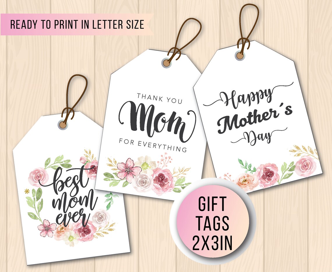 Happy Mothers Day Printable Gift Tags Mothers Day Gift Tag | Etsy