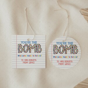Back to School Digital Gift Tags, You're the Bomb Round Gift Tags, 1st ...