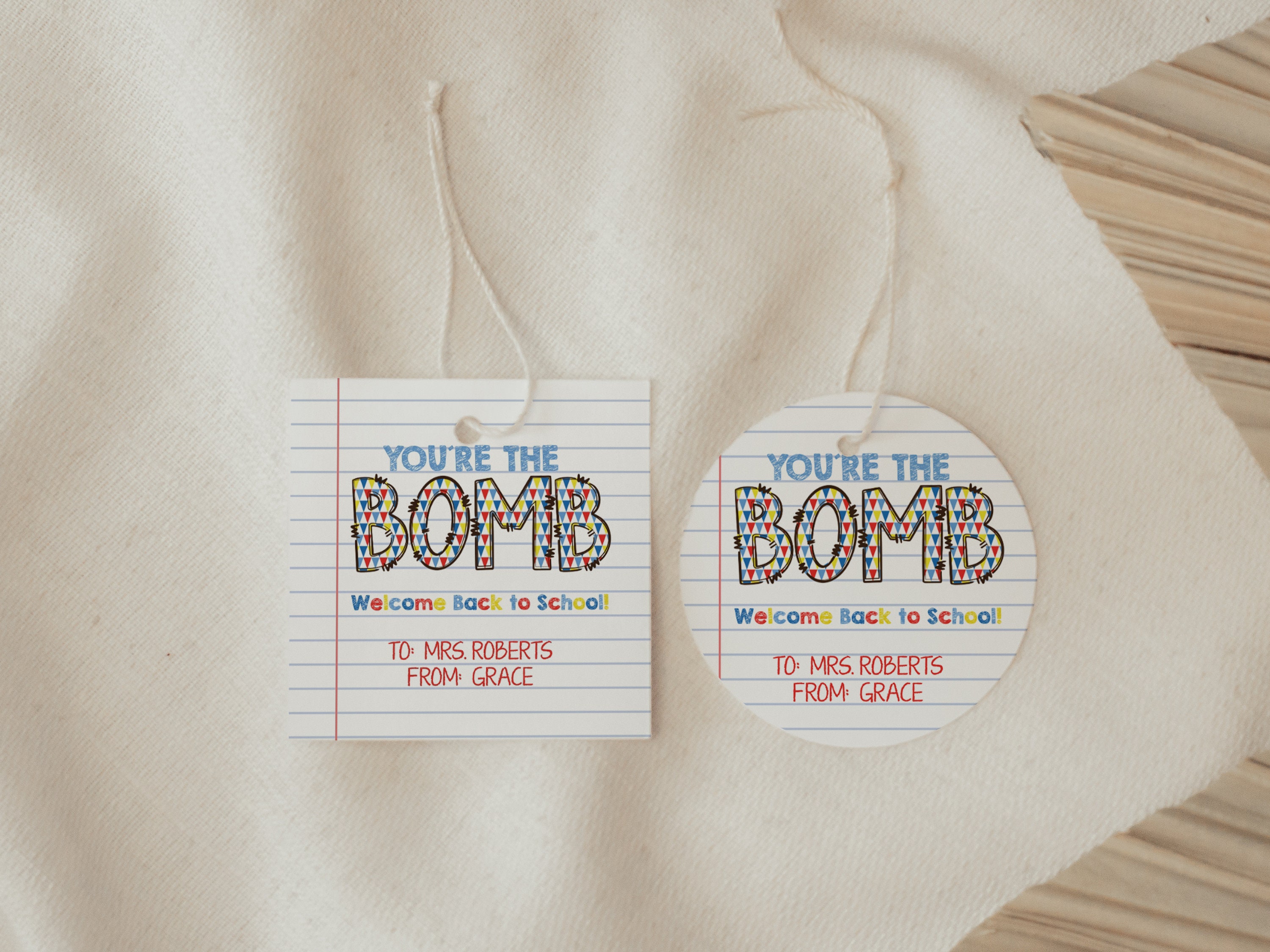 Back to School Digital Gift Tags You're the Bomb Round - Etsy