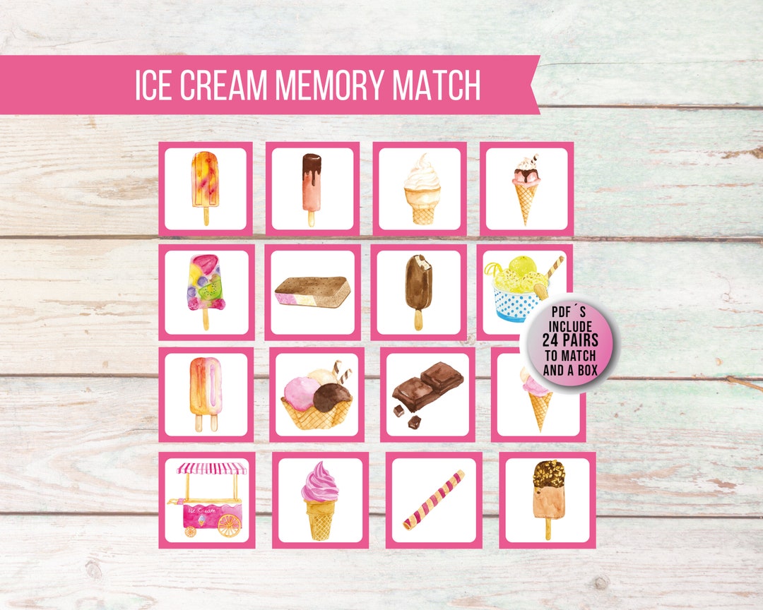 Printable Summer Ice Cream Memory Game for Kids, Fun Educational ...