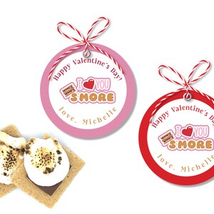 Valentine Smore Gift Tag, I Love You Smore, Editable PDF, Personalize ...