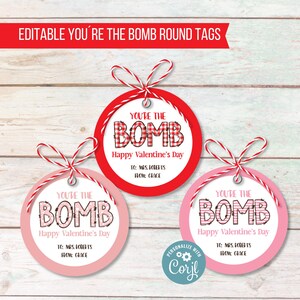 Happy Valentines Day Printable Gift Tags, You're the Bomb Tags for ...