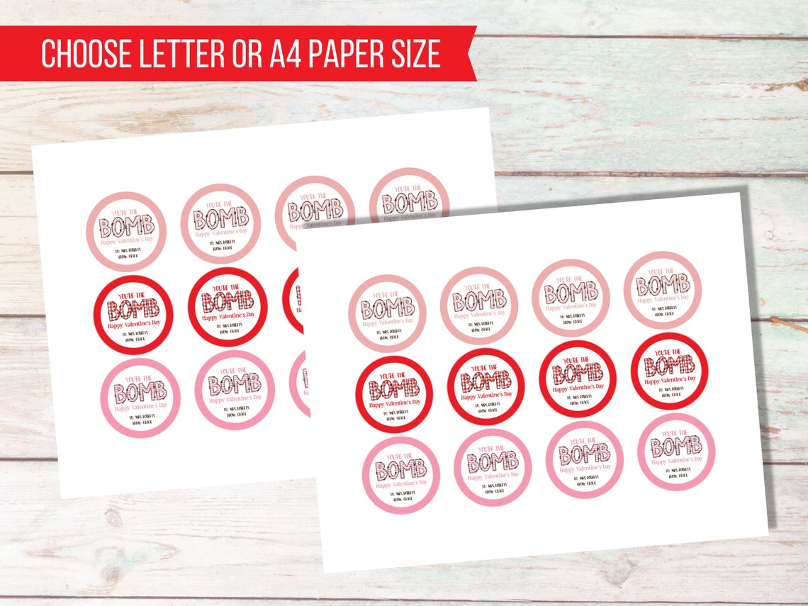 Happy Valentines Day Printable Gift Tags You're the Bomb | Etsy