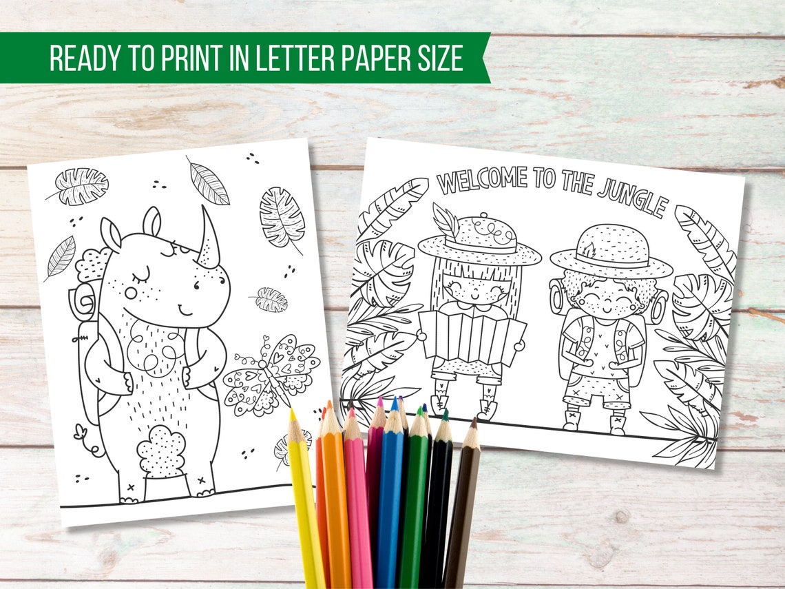 Safari Coloring Pages for Kids Printable Jungle Animals - Etsy