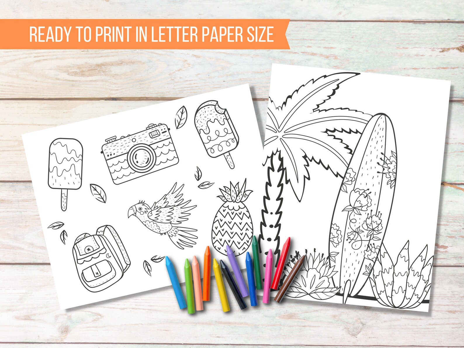 Summer Coloring Page Printable Summer Kids Activity Pages - Etsy