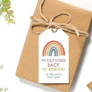 Back to School Rainbow Editable Gift Tags, 1st Day of School Favor Tag ...