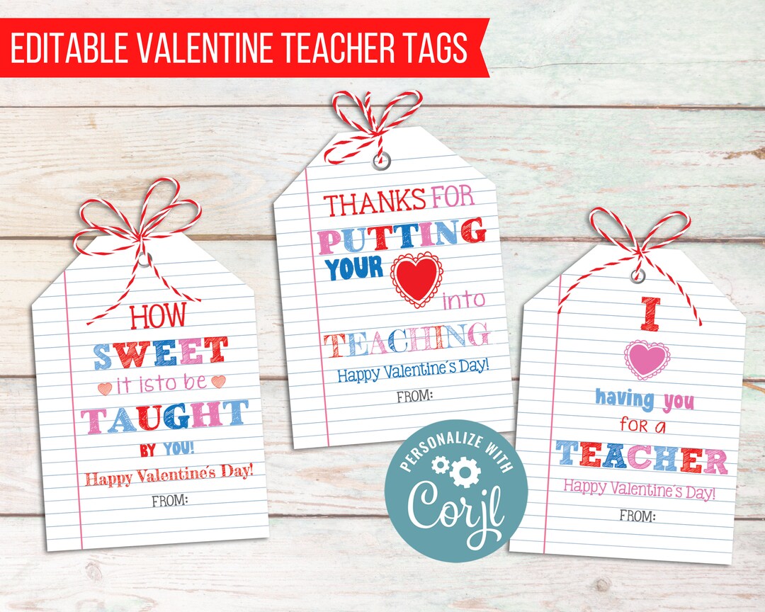 Valentine Gift Tags Happy Valentines Day Cookie Tag Teacher - Etsy