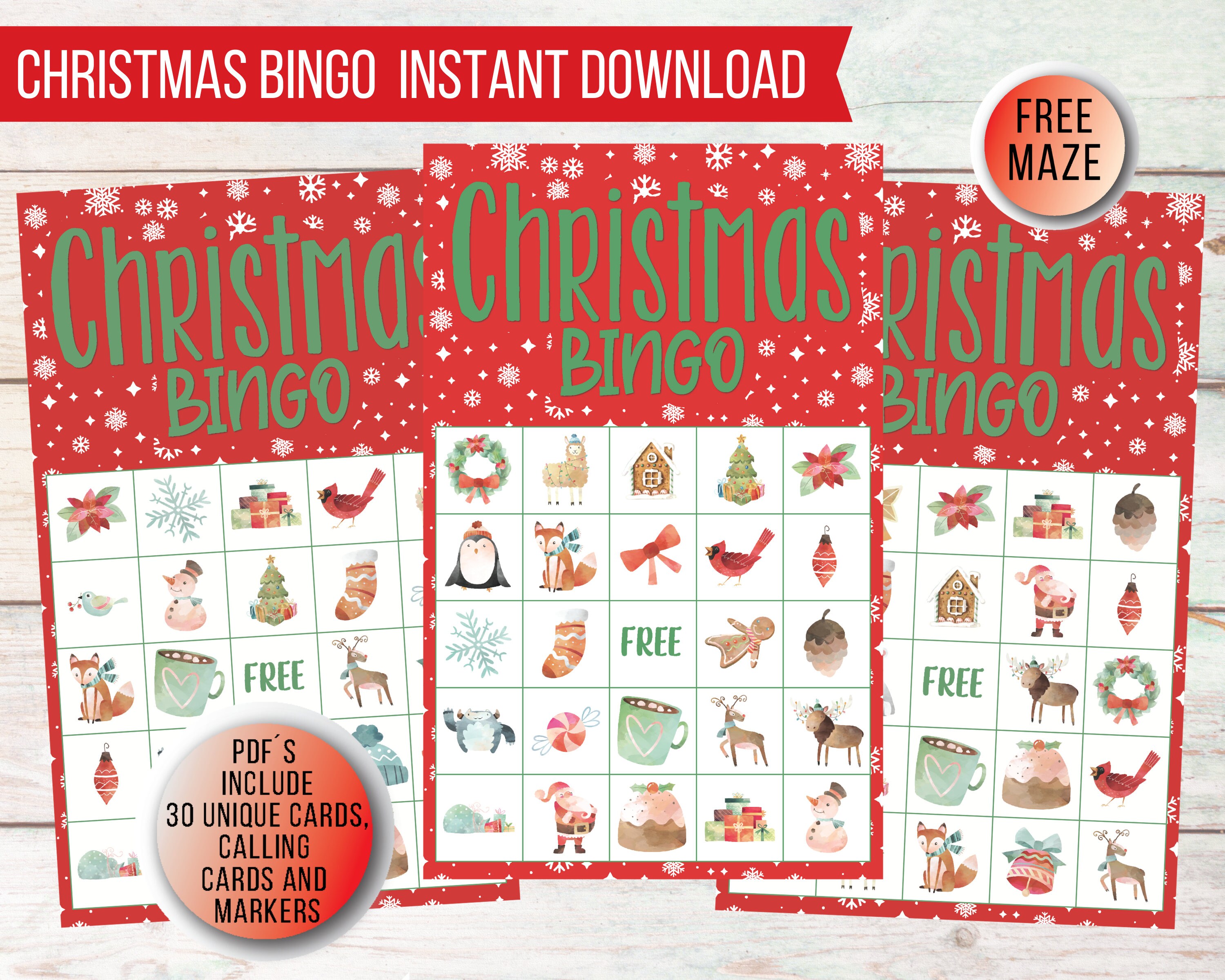 Christmas Bingo Printable Game Christmas Party Game - Etsy