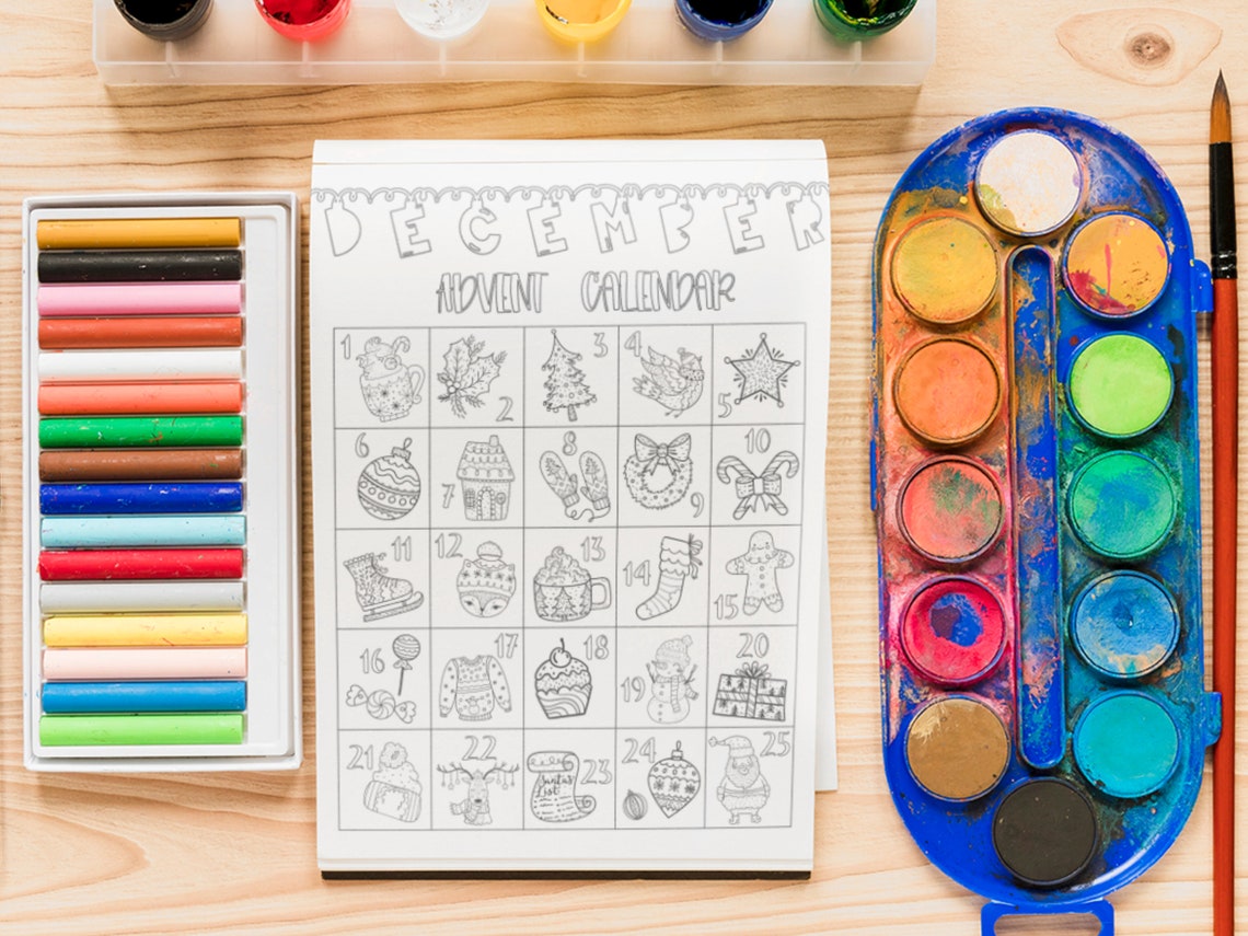 Christmas Advent Calendar Kids Coloring Page Christmas - Etsy
