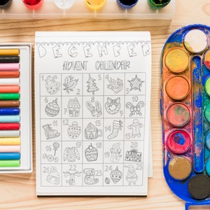 Christmas Advent Calendar Kids Coloring Page, Christmas Countdown ...