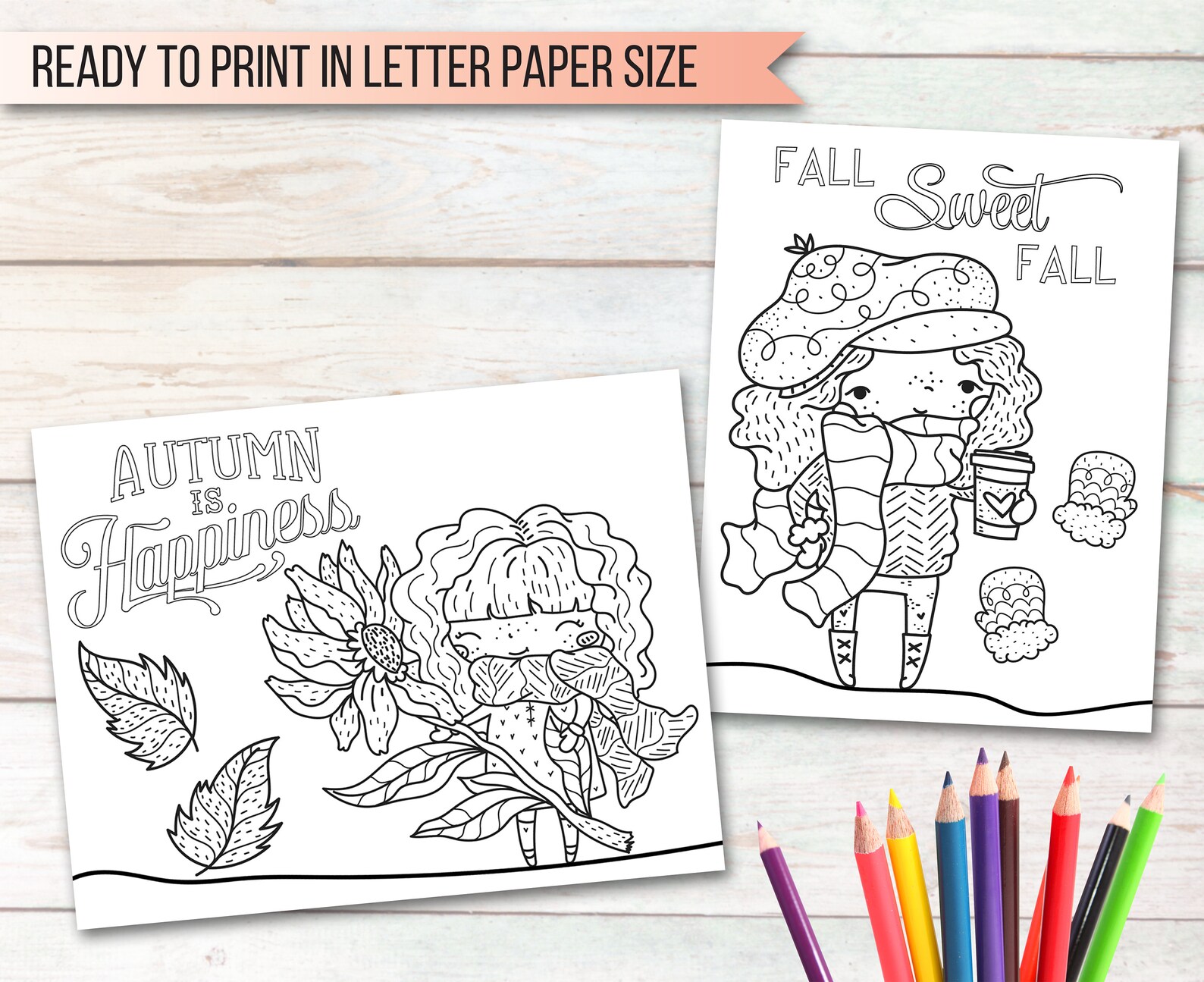 Autumn Coloring Pages for Kids Printable Fall Coloring Pages - Etsy