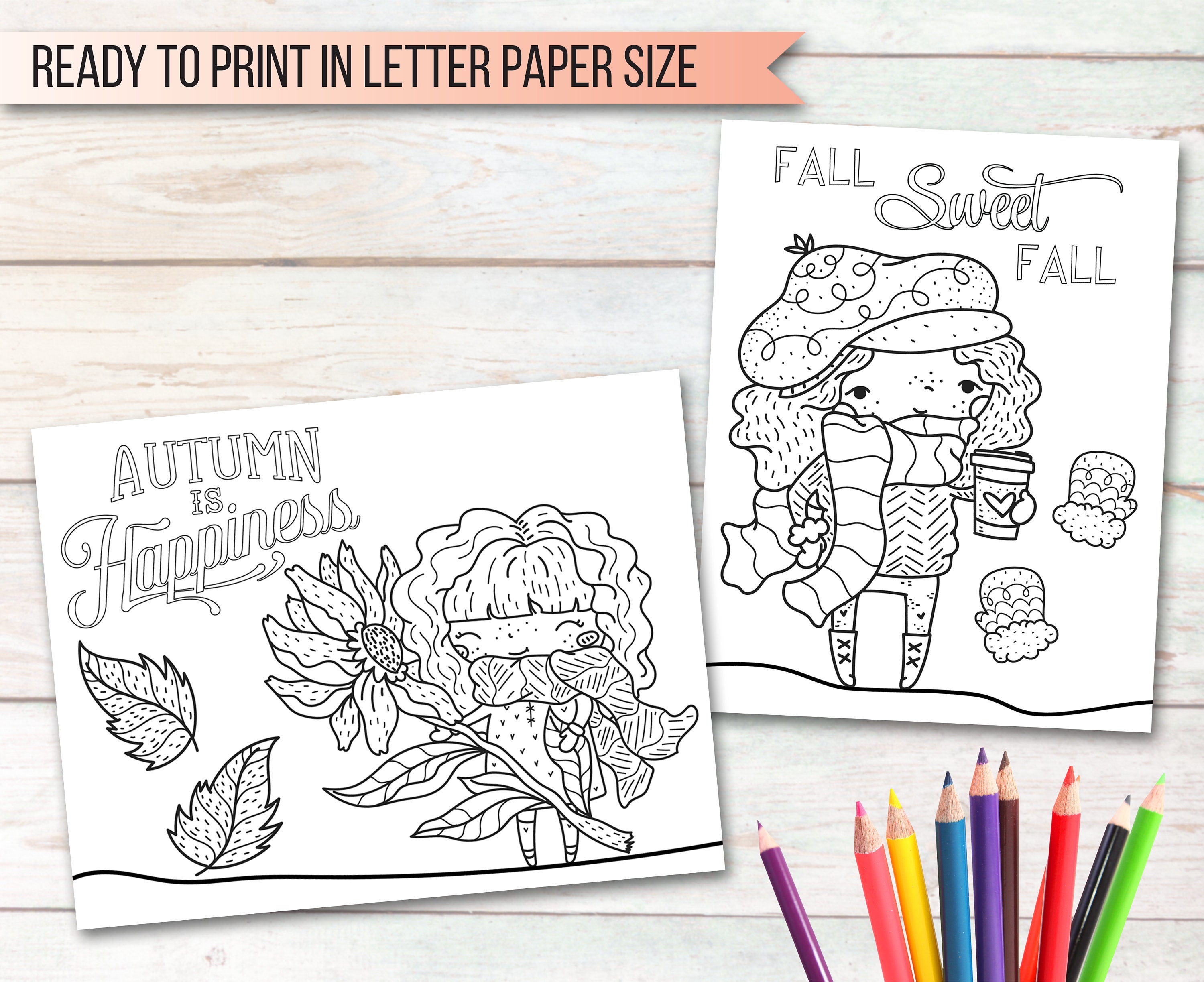 Autumn Coloring Pages for Kids Printable Fall Coloring Pages - Etsy