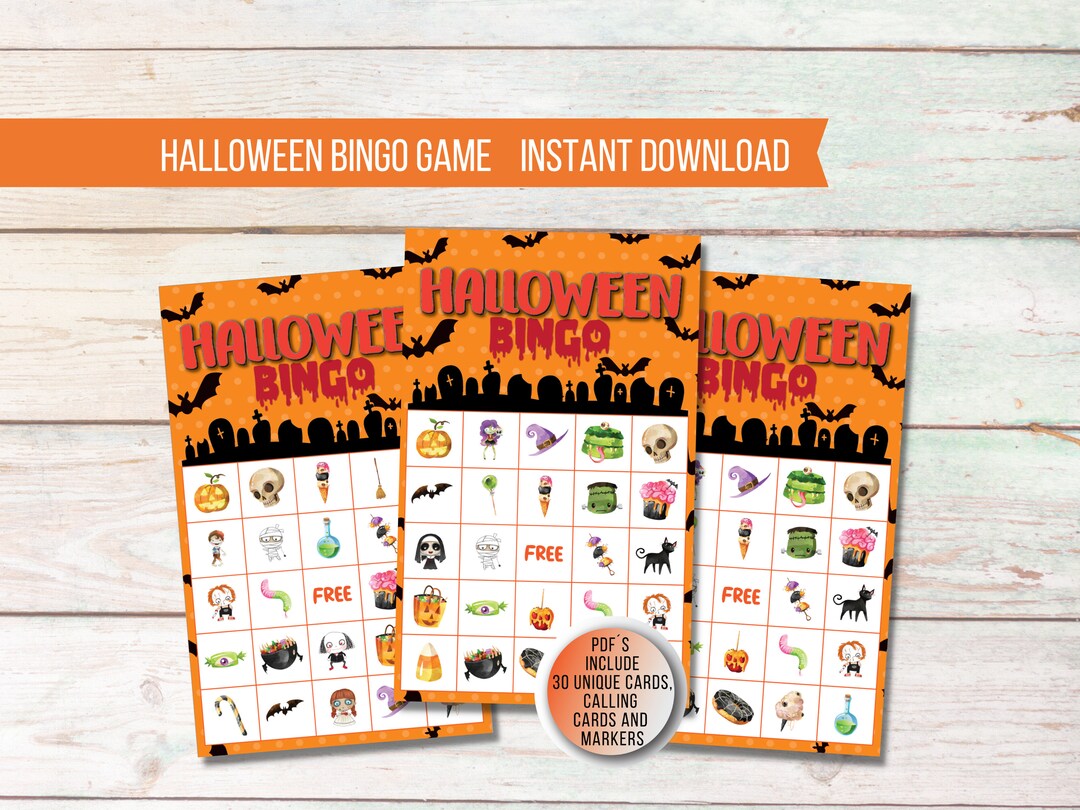 Halloween Bingo, Printable Party Game, 30 Players - Etsy