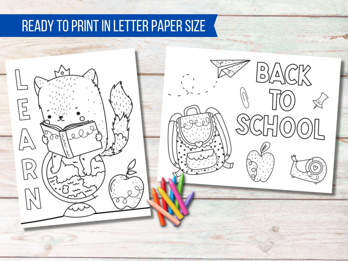 Back to School Coloring Pages Kids First Day of School - Etsy
