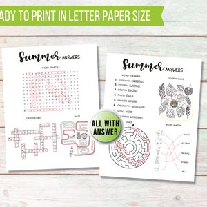 Summer Activity Pack and Games, Printable Fun for Kids - Etsy