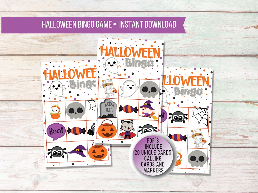 Printable Halloween Bingo Game for Kids, Halloween Party Game ...