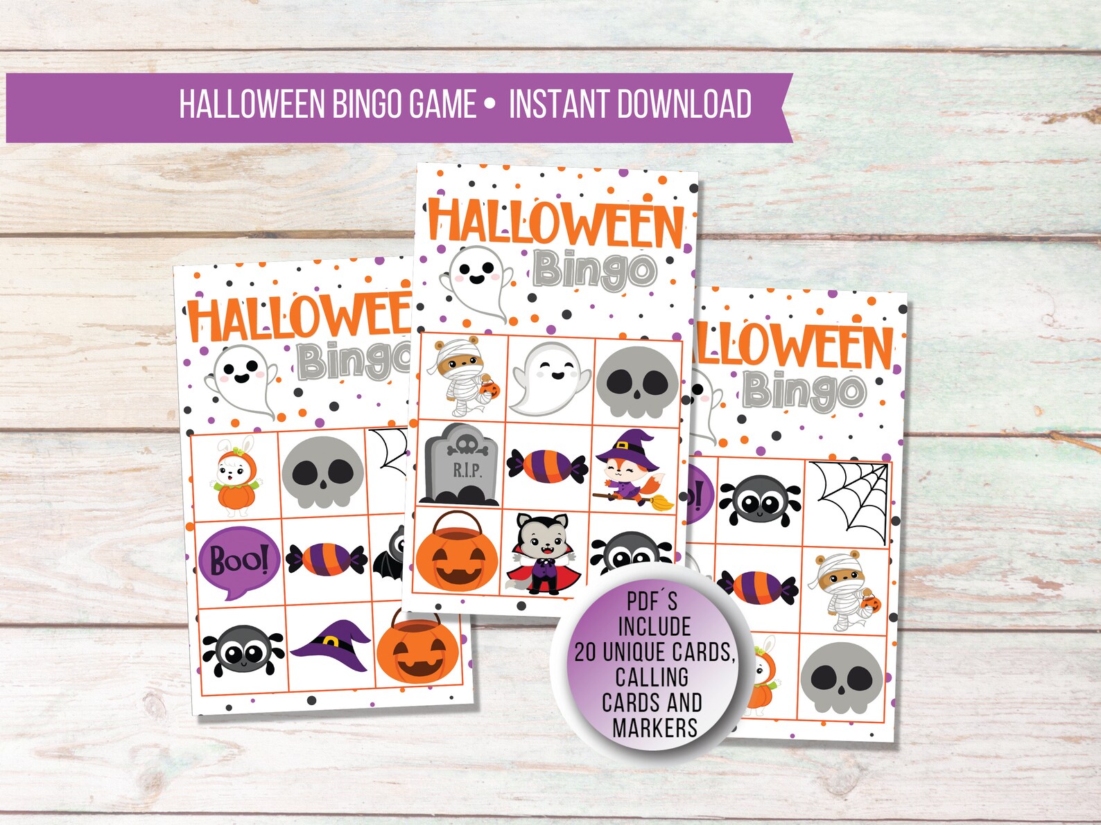 Printable Halloween Bingo Game for Kids Halloween Party Game - Etsy