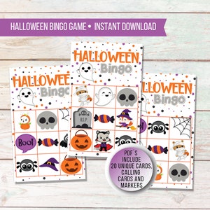 Printable Halloween Bingo Game for Kids, Halloween Party Game ...