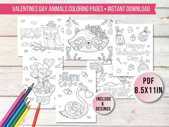 Happy Valentines Day Kids Coloring Pages Classroom Printable | Etsy