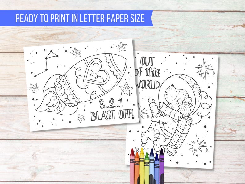 Printable Space Coloring Pages for Kids, Astronaut Party Activity ...