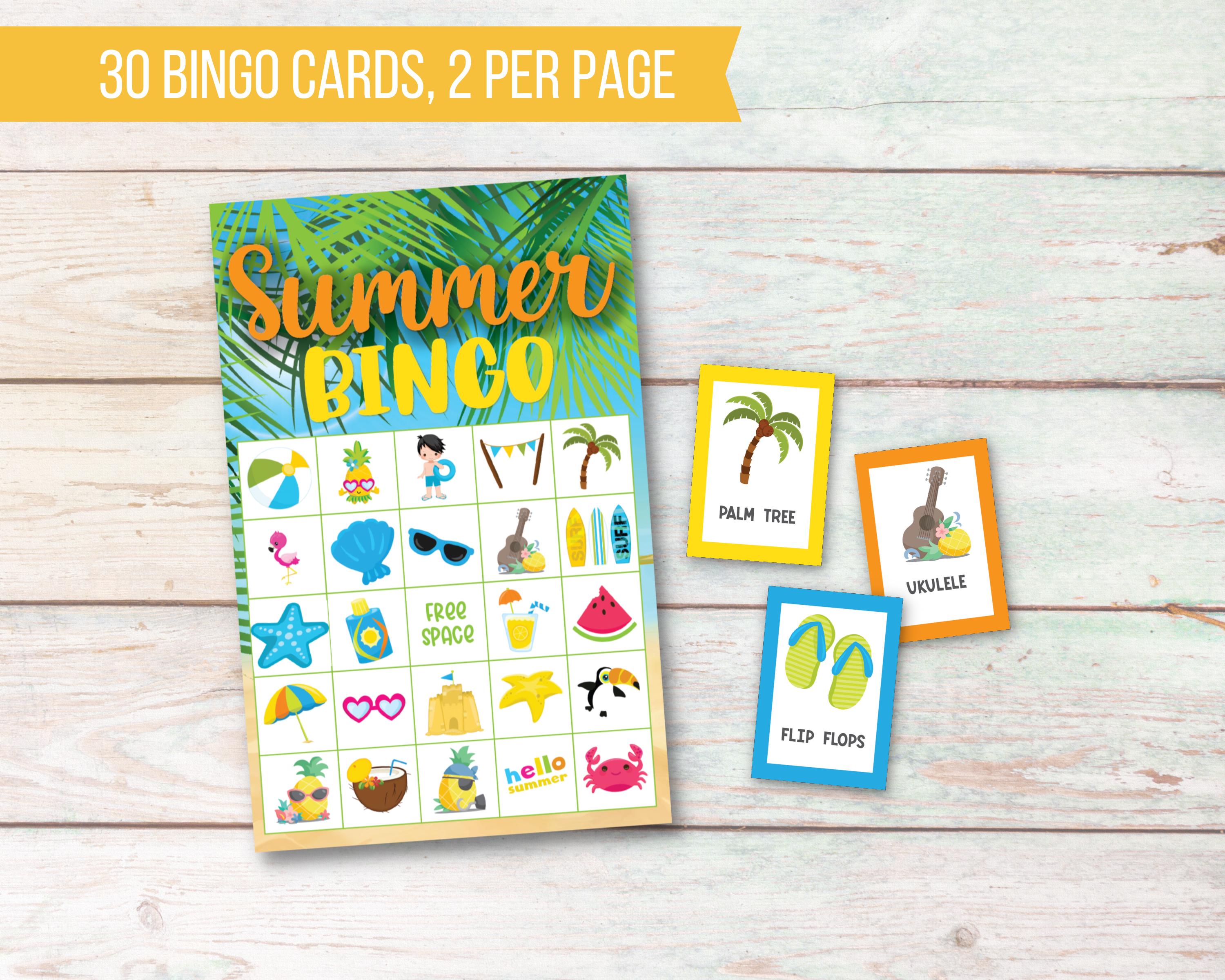 Summer Bingo Game Instant Download | Printable Activity for Summer ...