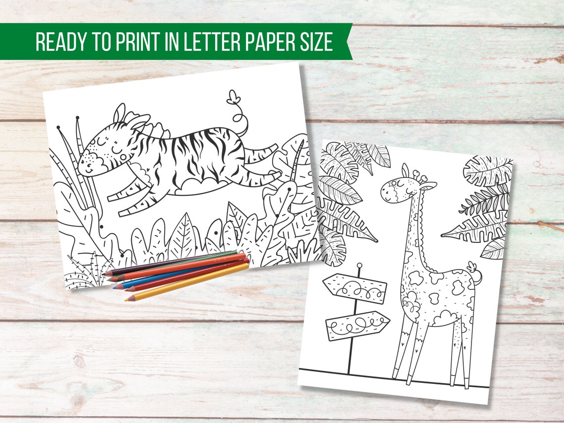 Safari Coloring Pages for Kids Printable Jungle Animals - Etsy