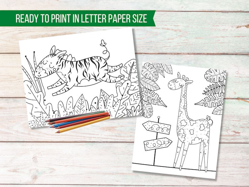 Safari Coloring Pages for Kids Printable Jungle Animals - Etsy